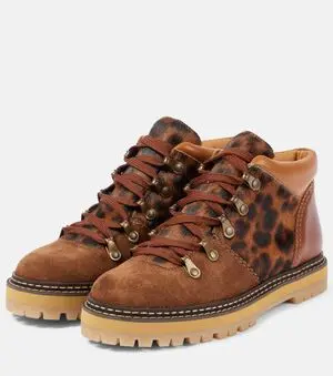 See By Chloé Eileen Leopard-print Lace-up Boots