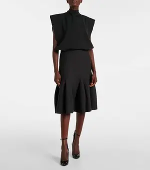 Alaïa Wool-blend Midi Skirt