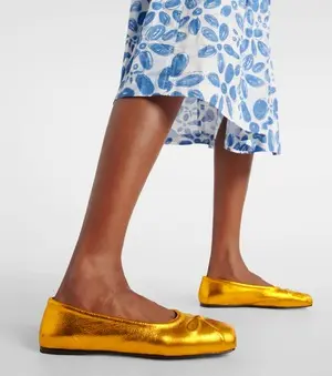 Marni Leather Ballet Flats - Yellow