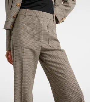 NILI LOTAN Christophe Virgin Wool Flared Pants - Brown