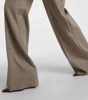 NILI LOTAN Christophe Virgin Wool Flared Pants - Brown