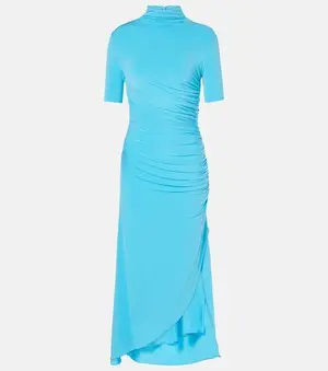 Alaïa Draped Asymmetric Midi Dress - Blue