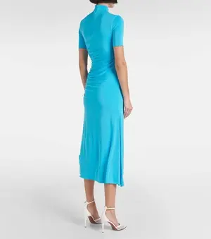 Alaïa Draped Asymmetric Midi Dress - Blue