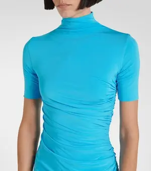 Alaïa Draped Asymmetric Midi Dress - Blue