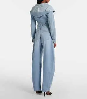 Alaïa Cropped Denim Jacket - Blue