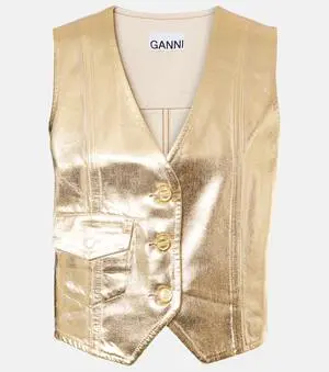 GANNI Denim Waistcoat - Gold