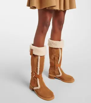 See By Chloé Ring Suede And Shearling Knee-high Boots