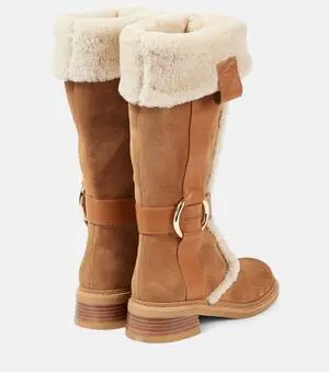 See By Chloé Ring Suede And Shearling Knee-high Boots