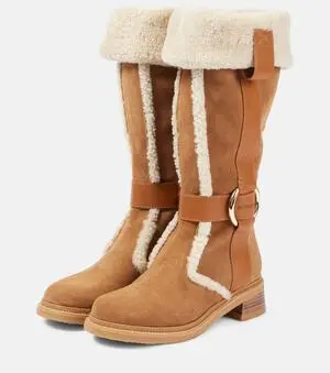 See By Chloé Ring Suede And Shearling Knee-high Boots