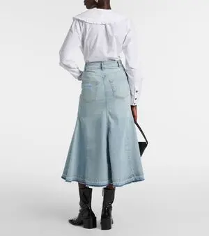 GANNI High-rise Denim Midi Skirt