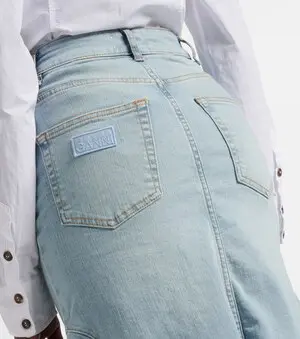 GANNI High-rise Denim Midi Skirt