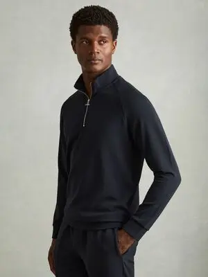REISS Textured Half-zip Funnel-neck Sweatshirt