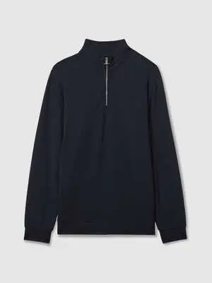 REISS Textured Half-zip Funnel-neck Sweatshirt