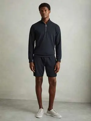 REISS Textured Half-zip Funnel-neck Sweatshirt