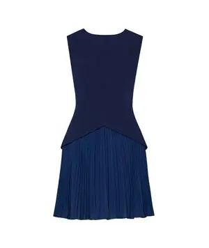 MILLY Haddy Pleated Mini Dress - Navy