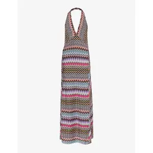 Missoni Chevron-pattern Halter-neck Knitted Maxi Dress