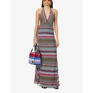 Missoni Chevron-pattern Halter-neck Knitted Maxi Dress