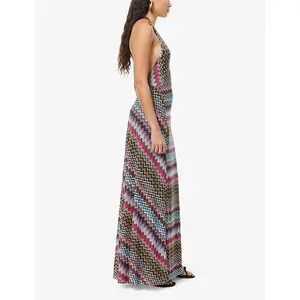 Missoni Chevron-pattern Halter-neck Knitted Maxi Dress