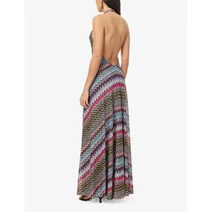 Missoni Chevron-pattern Halter-neck Knitted Maxi Dress