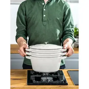 STAUB Stackable Cast-iron Set Of Four With Lid