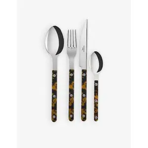SABRE Bistrot Stainless-steel And Acrylic Cutlery Set Of 24 - Faux Tortoise