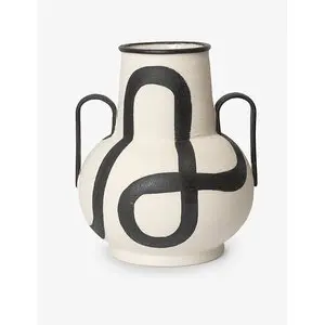 FERM LIVING Trace Hand-painted Stoneware Vase 37.5cm - Off-white