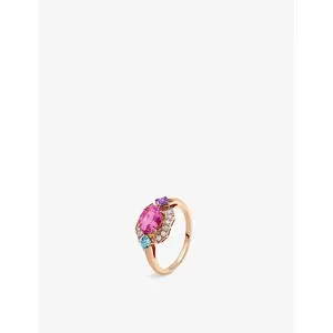 BVLGARI Allegra 18ct Multi Stone And Diamond Ring - Rose Gold