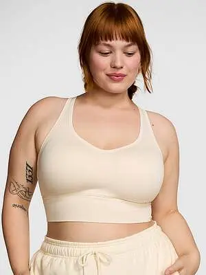 Pink Seamless Air Medium-support Sports Bra White,ivory