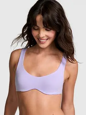 Pink Base Cotton Unlined Scoop Bra Purple