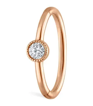MARIA TASH Gold And Diamond Scalloped Single Hoop Earring - Rose Gold