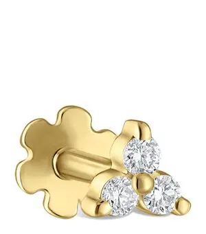 MARIA TASH Diamond Trinity Threaded Stud Earring Yellow Gold