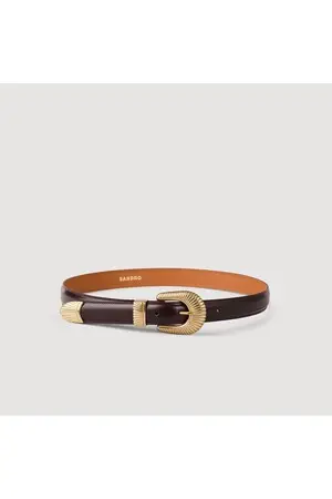 Sandro Leather Belt With -tone Buckle - Gold