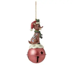 JIM SHORE Rudolph Rudolph Standing On Bell Hang Ing Ornament - One-color