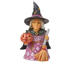 JIM SHORE Mini Witch Holding Pumpkin Figurine - One-color
