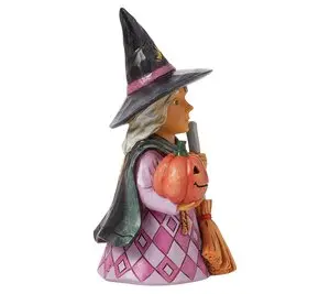 JIM SHORE Mini Witch Holding Pumpkin Figurine