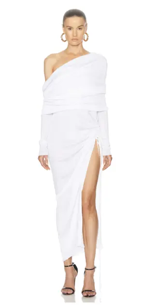 AZZEDINE ALAIA Off Shoulder Asymmetric Dress