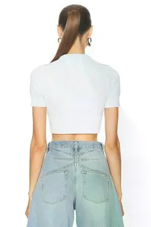 Alaïa Cropped Polo Top - Mint
