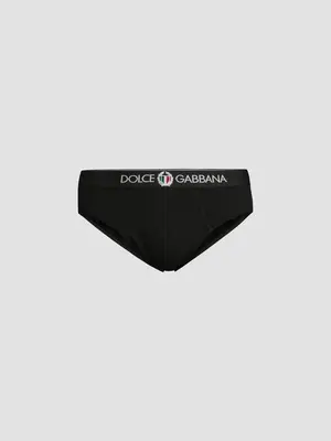 Dolce & Gabbana Logo Cotton-blend Briefs - Nero