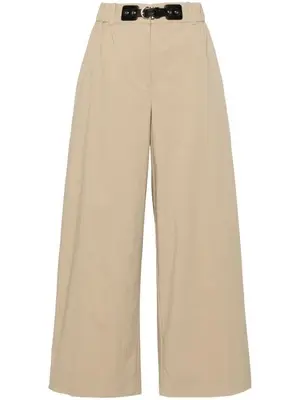 Maje Wide-leg Poplin Trousers - Neutrals