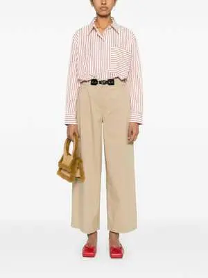 Maje Wide-leg Poplin Trousers - Neutrals