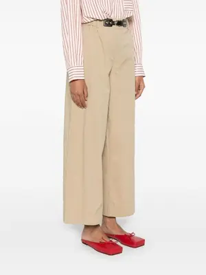 Maje Wide-leg Poplin Trousers - Neutrals