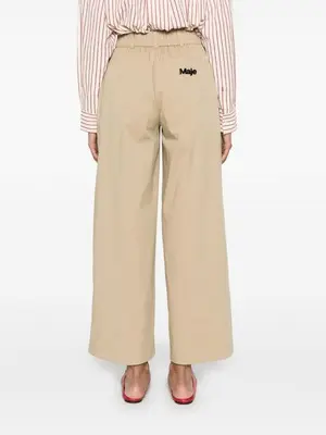 Maje Wide-leg Poplin Trousers - Neutrals