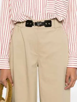 Maje Wide-leg Poplin Trousers - Neutrals