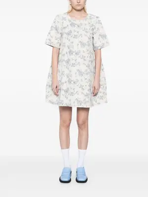 GANNI Floral-print Denim A-line Dress