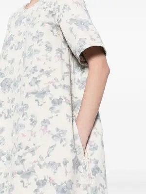 GANNI Floral-print Denim A-line Dress