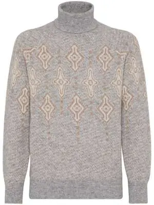 Brunello Cucinelli Patterned Intarsia Roll-neck Jumper
