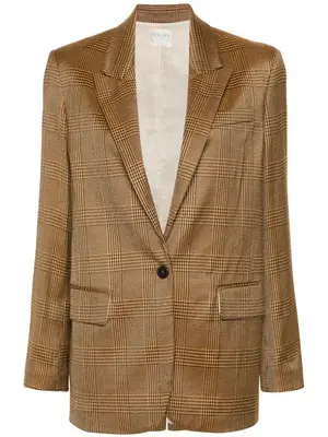 FORTE_FORTE Single-breasted Checked Blazer - Brown
