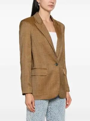 FORTE_FORTE Single-breasted Checked Blazer - Brown