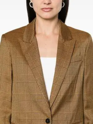 FORTE_FORTE Single-breasted Checked Blazer - Brown
