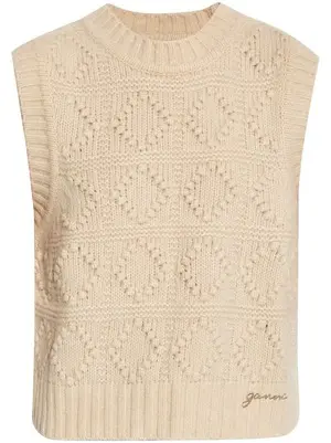 GANNI Embroidered-logo Knitted Vest